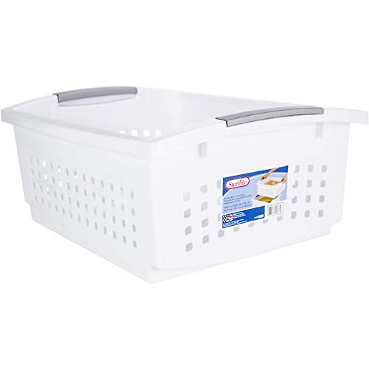 Sterilite 16648006 Stacking Plastic Basket, Large, White