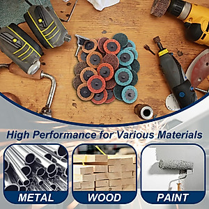 EXQUMART 30 Pcs 2 Inch Sanding Discs with 1/4" Holder, Roll Lock Quick Change Die Grinder Sanding Disc Fine/Medium/Coarse Surface Conditioning Disc Strip Grind Polish Burr Finish Rust Paint Removal