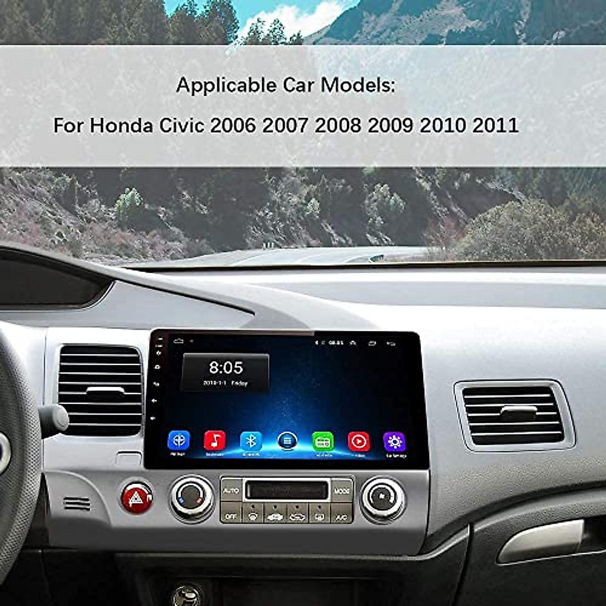 Car Radio Stereo for Honda Civic 2006-2011 with Backup Camera