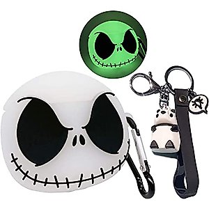 CCXNAS Compatible with Airpods Case Cover with Keychain, Halloween Luminous Skull for Airpods 2nd & 1st Cases, Soft Silicone Cute Funny Anime Case for Apple Airpods 2/1