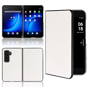 Zhusha PU Leather Anti-Scratch PC Hard Case Cover Compatible with Microsoft Surface Duo 2 (Color : White)
