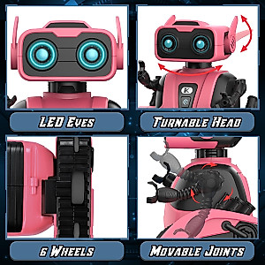 KaeKid Robot Toys for Girls, 2.4Ghz Remote Control Robot Toy, RC Robots for Kids with LED Eyes, Flexible Head & Arms, Dance & Sound, Gifts for Boys Girls Ages 3 4 5 6 7 8 Years