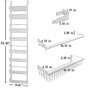 Aconfei Over The Door Pantry Organizer, 8-Tier Pantry Door Organizer Rack, Wall Mounted Heavy-Duty Metal Spice Rack for for Kitchen, Bathroom, Bedroom and Storage Room