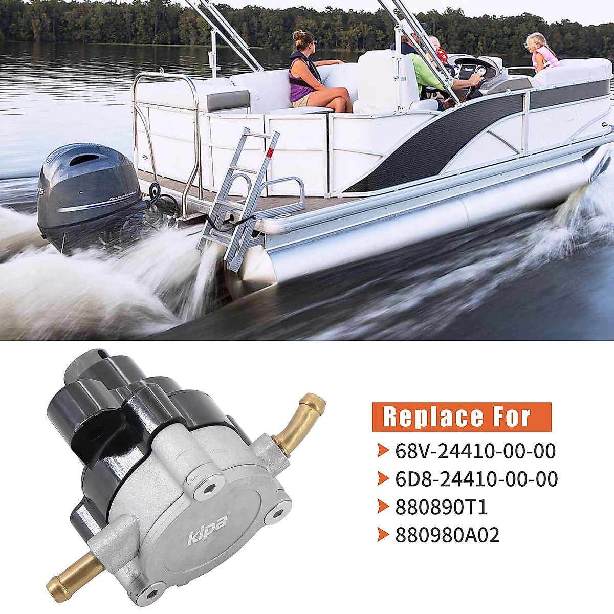 KIPA Gas Fuel Pump For YAMAHA 2000 Four-Stroke Outboards F75 F80 F90 F100 F115 LF115 Hp Engines OEM # 68V-24410-00-00 6D8-24410-00-00 880890T1 880980A02