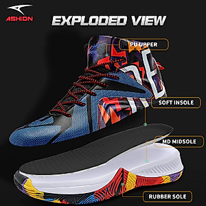 ASHION Men's Basketball Shoes Mid Basketball Sneakers Non-Slip Outdoor Cushioning Workout Shoes