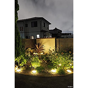 RobinEllis Garden Lights,Solar Ground Lights Outdoor(4 Packs Warm White), New Structural Design Outdoor Solar Lights with 12 LEDs