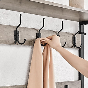 Topeakmart Hall Tree with Bench and Shoe Storage, Coat Rack with Top Shelf, 23 Hooks, 4-in-1 Design, Entryway Storage Organizer for Hallway Bedroom Apartment, Metal Frame, Gray