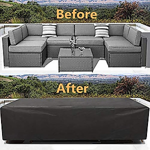 Patio Furniture Covers 124x 63x 29in, Larger Outdoor Table Covers, Rectangular Furniture Set Covers, 600D Oxford Fabric Heavy Duty Waterproof Cover, Windproof Waterproof Rain-Snow Proof Anti-UV