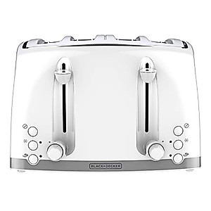BLACK+DECKER Honeycomb Collection 4-Slice Toaster with Premium Textured Finish, TR1450WD, White