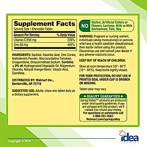 Spring Valley Fast Dissolve Zinc with Vitamin C, Chewable Tablets, Orange, 150 Ct (2 Pack) Bundle with Exclusive "Vitamins & Minerals - A to Z" - Better Idea Guide (3 Items)