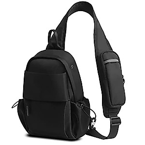 BOXJINCO Crossbody Sling Backpack Sling Bag Shoulder Bag for Men Women, Lightweight One Strap Backpack for Hiking Walking Biking Travel Cycling (Black)