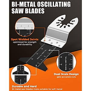 Kyoffiie 60Pcs Oscillating Tool Blades, Universal Metal Wood Plastic Multitool Blades Quick Release Saw Blades Compatible with Fein Multimaster, Milwaukee, Makita, Bosch, Dewalt, Ryobi, Craftsman