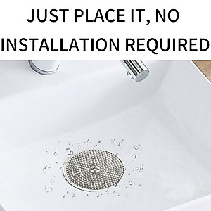 YAFIYGI Shower Drain Cover Hair Catcher Shower Drain Hair Catcher Flat Large Stainless Steel Silicone Trap Protector for Bathroom Floor Round Strainer Screen Standing Tub Stopper Prevents Clogs Round