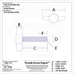 1/4"-20 x 3 Thumb Screw Stainless Steel - Red Tee Wing Plastic Knob - Standard/Coarse Thread Thumbscrew - Length: 3.000" - Proudly Built in USA - Package of (4)