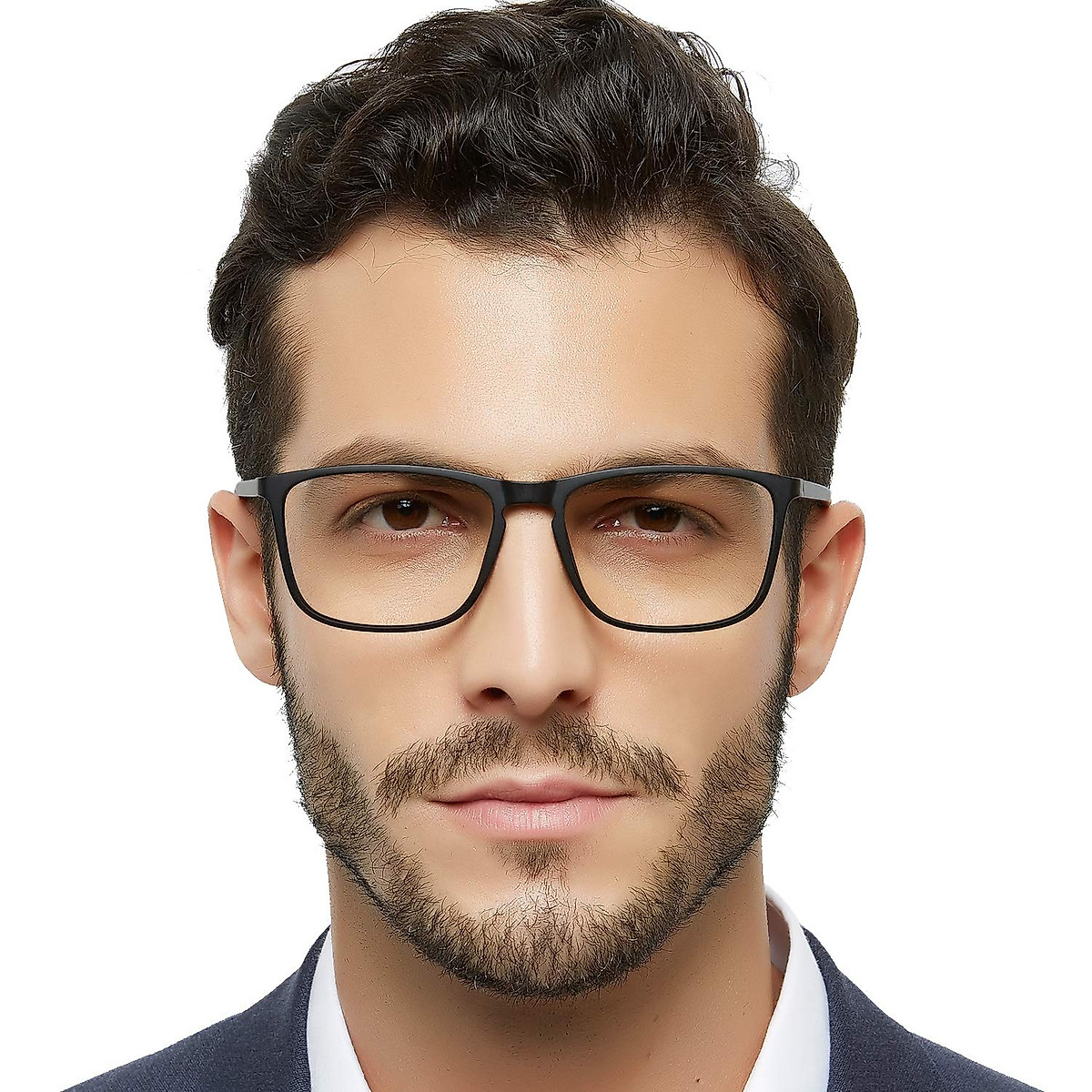 OCCI CHIARI Reading Glasses Men's Rectangle Reader Spring Hinge 1.0 1.25 1.5 1.75 2.0 2.25 2.5 2.75 3.0 3.5(Black 150)