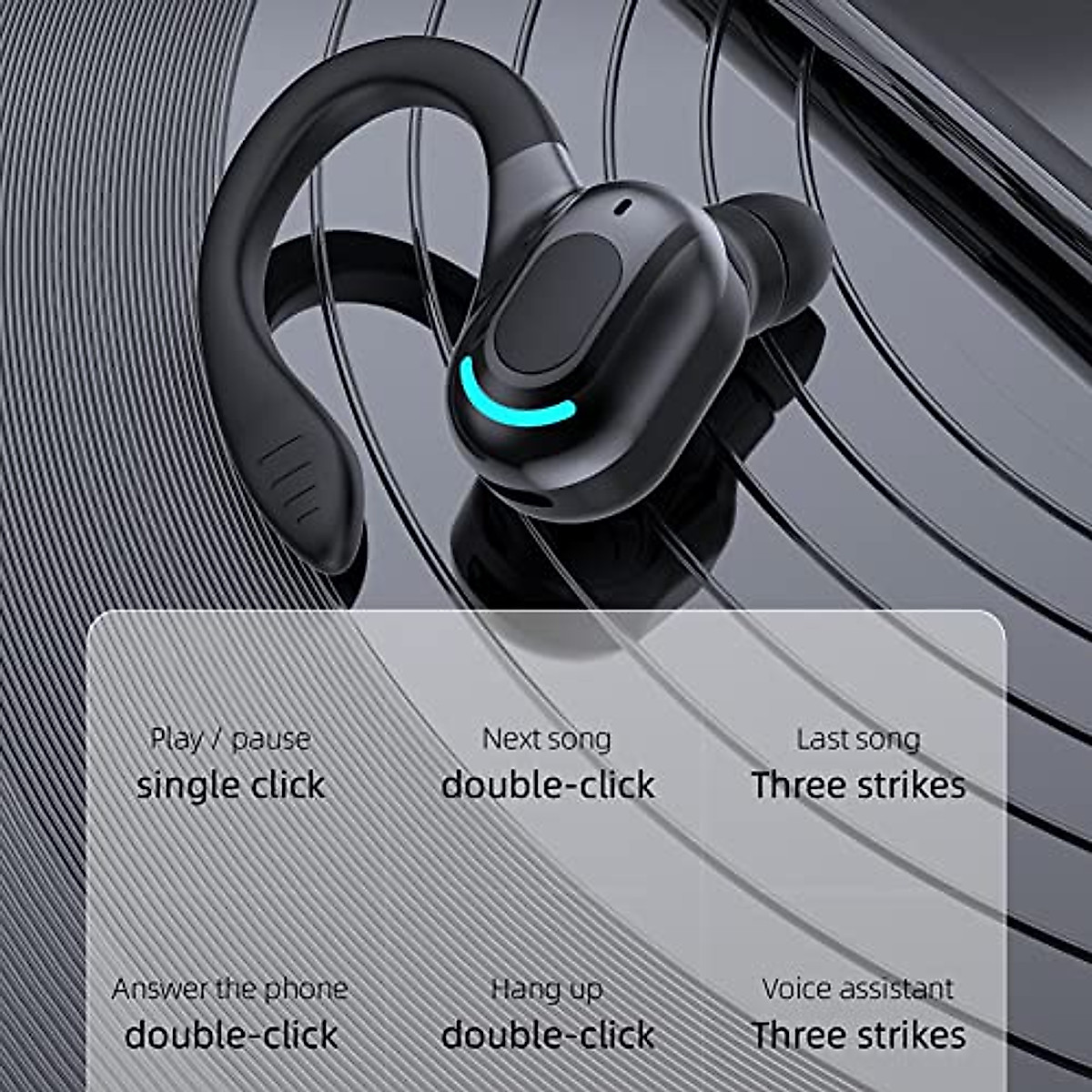 AZURAOKEY Bluetooth Headphones Wireless Earbuds, M-F8 Waterproof Hanging Single Ear Earbuds Bluetooth-Compatible 5.2 Noise Cancelling Sports Wireless Business Headphones Headset