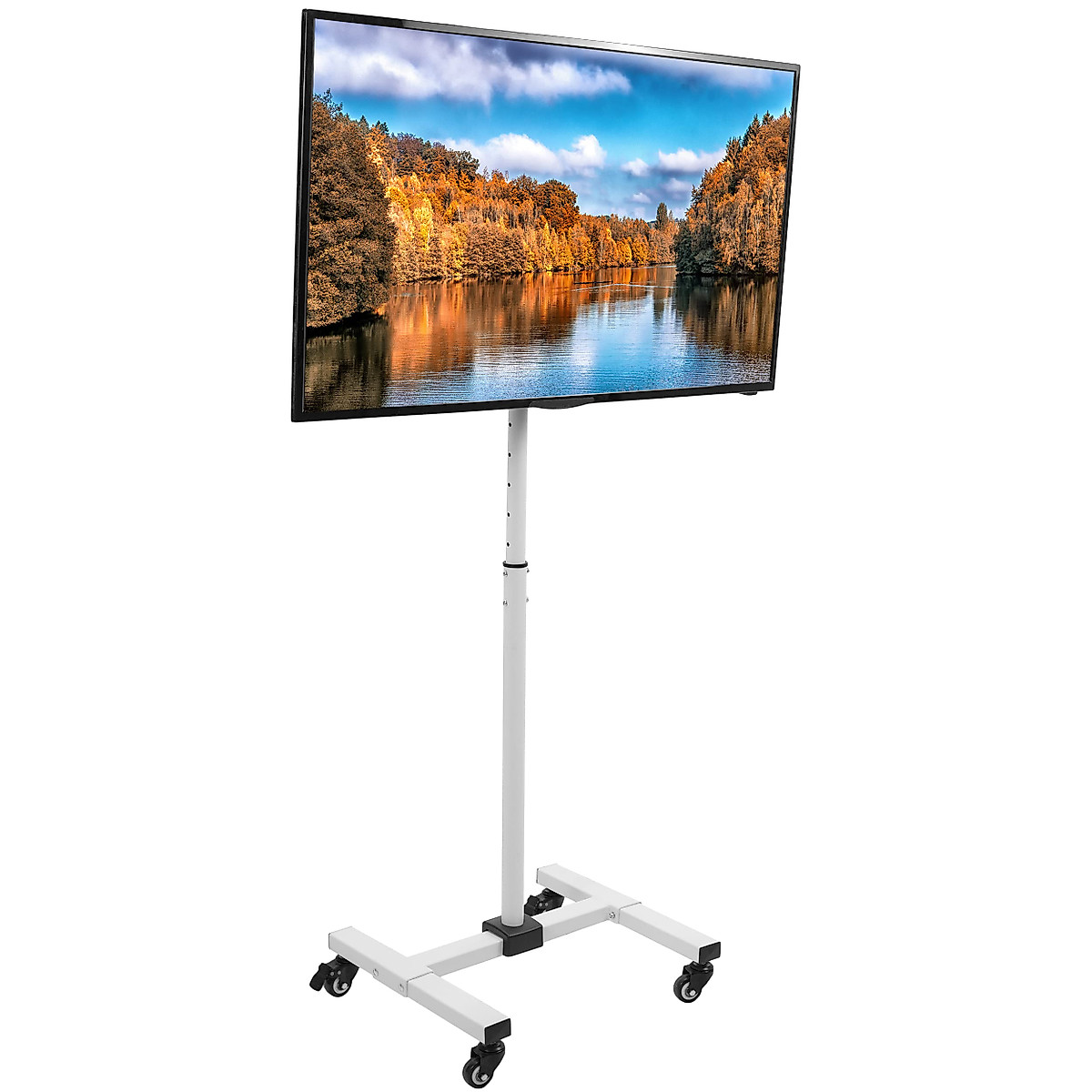 VIVO Mobile TV Cart for 13 to 50 inch Screens up to 44 lbs, LCD LED OLED 4K Smart Flat and Curved Monitor Panels, Rolling Stand, Locking Wheels, Max VESA 200x200, White, STAND-TV07W-W