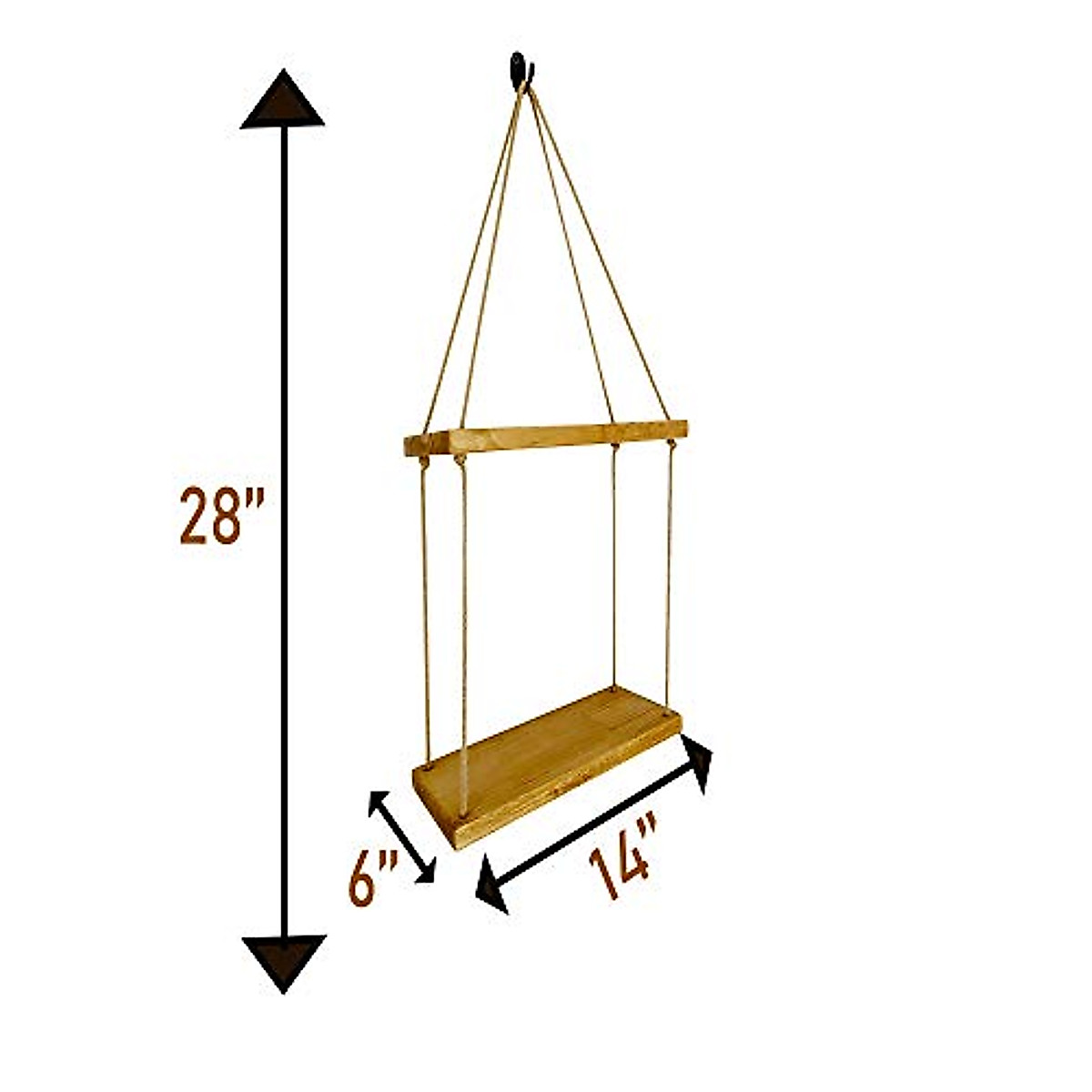 Sevenoneseven Hanging Shelves Wall Shelves Floating Shelves Rustic Wall Mounted Shelves Solid Wood Floating Wall Shelf Farmhouse Decor-2 Tier Perfect for Your Living Room Wall Decor,Bathroom Shelves