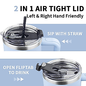 StarSpeed 40 oz Tumbler with Handle and Straw Lid | Stainless Steel Water Bottle Travel Mug Reusable Insulated Cup With Lid And Straw, Keep Cold Heat and Ice for Hours(40oz,Blue)