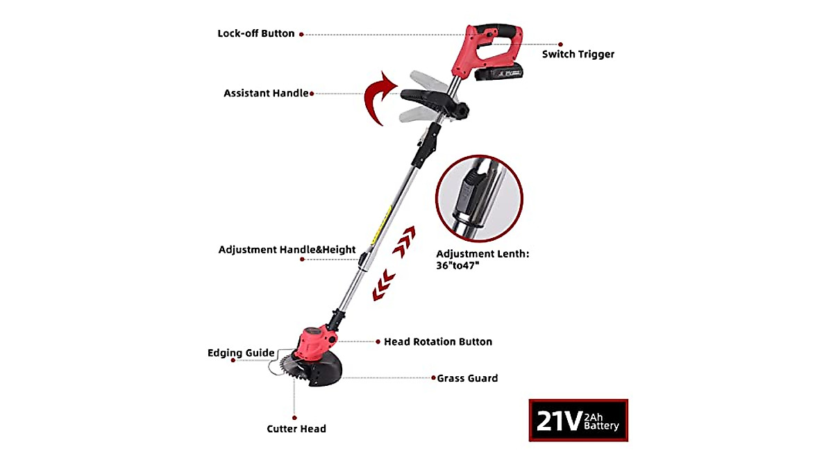Weed Eater, 21V 2Ah 3-in-1 Li-Ion Cordless String Trimmer with 10Pcs ...