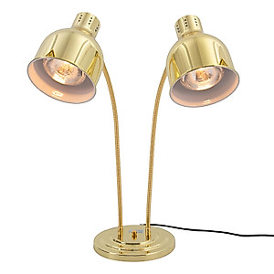 AGULIUM Food Heat Lamp, Food Warmer Lights with Dual 250W Bulbs, 2-Head Food Warming Light, Food Heating Warmer Lamp for Restaurant Kitchen Food Service Buffet Home Use, Gold