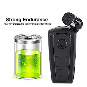 Zerone Sports Bluetooth V4.1 Headset Earpiece Retractable Handsfree Earphone in-Ear Earbuds Stereo for Business/Office/Driving (Black) for Fineblue f910