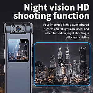 Uxsiya Portable Back Clip Magnetic Camera 16G 1080P HD Sports Cameras with 180 Degree Rotating Lens