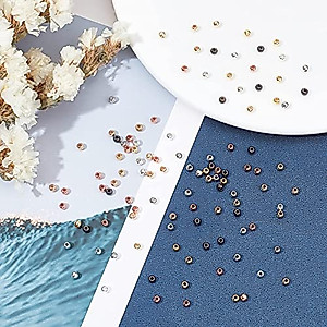 PH PandaHall 360pcs 3mm Spacer Beads 6 Colors Smooth Beads 14K Gold Beads Little Round Beads Seamless Ball Beads Long-Lasting Spacers for Summer Hawaii Layered Necklace Bracelet Jewelry Making