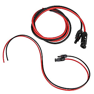 Solar PV Cable Extension Cords 2.5mm Pair of Solar Panel Wire Male & Female Connectors Red & Black 3.5 FT DC1000V 30A