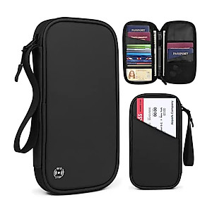 Passport Holder Family, Passport Wallet Case Large, RFID Blocking Passport Cover, Waterproof Family Travel Documents Organizer (Black)