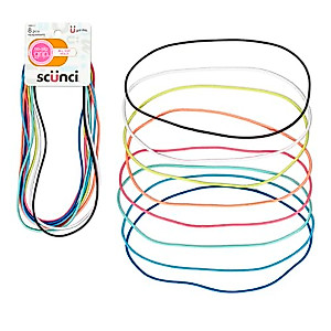 Scunci by Conair No-Slip Grip Flat elastic Headwraps - mens headband - hair accessories for women - Bright Assorted Colors - 8 Count