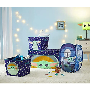 Idea Nuova Star Wars The Mandalorian Grogu aka The Child 4 Piece Storage Solution Set with Pop Up Hamper, Collapsible Storage Trunk and 2 Nestable Storage Bins