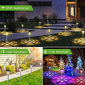 ELECLINK Solar Outdoor Lights 2 Pack, Color Changing & Warm White LED Solar Outdoor Decorative Lights for Christmas, Waterproof Solar Powered Garden Lights for Yard Pathway Holiday Festival Decor