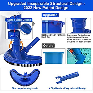 PooLuck Upgraded Portable Pool Vacuum Jet Underwater Cleaner W/Brush Bag Handheld Portable Pool Vacuum Swimming Pool Mini Jet Vacuum Pool Cleaner Pool Spa Jet Vac for Above Ground Pool Vacuum Head