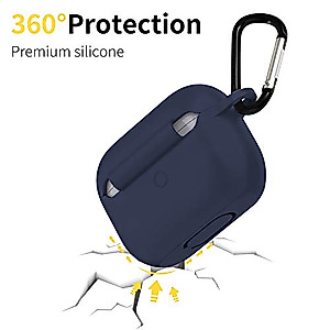 EasyAcc Silicone Funny Case Cover for AirPods Pro 2019, AirPod Pro Case Protective Skin Air Pod Pro Cute Accessories with Keychain Dark Blue