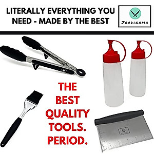 JORDIGAMO Griddle Accessories Kit, Flat Top Grill Accessories Set for Blackstone & Camp Chef, Hibachi/BBQ Tools, Melting Dome, 2 Spatula Set, 4 Egg Rings, Dough Scrubber, Cleaning Kit & More (17 PCS)