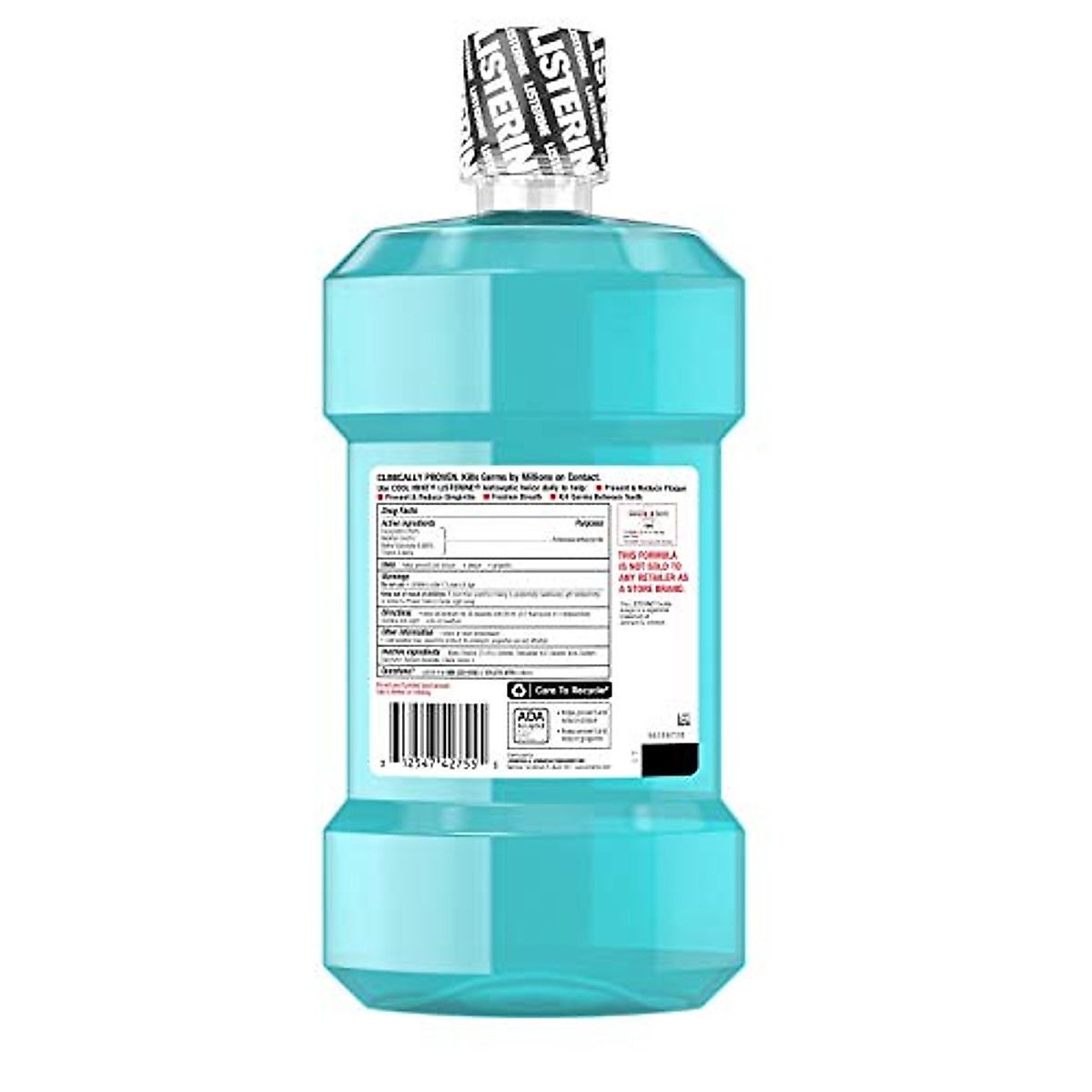 Listerine Cool Mint Antiseptic Mouthwash for Bad Breath, Plaque and Gingivitis, 1.5 L
