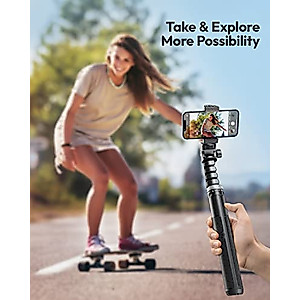 𝗡𝗲𝘄𝗲𝘀𝘁 60'' iPhone Tripod Stand, TODI Selfie Stick Tripod with Remote, Upgraded Cellphone Tripod & Gym Tripod for iPhone Compatible with iPhone 14 13 12 11 Pro Max/Samsung/GoPro/Webcam