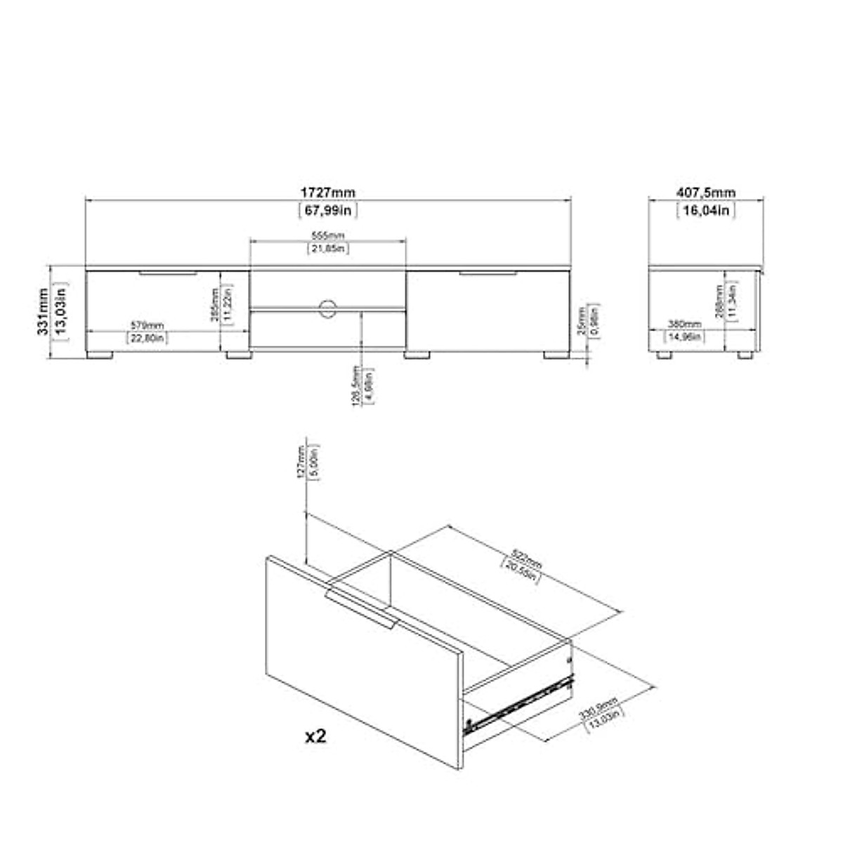 Tvilum Match TV Stand, White High Gloss