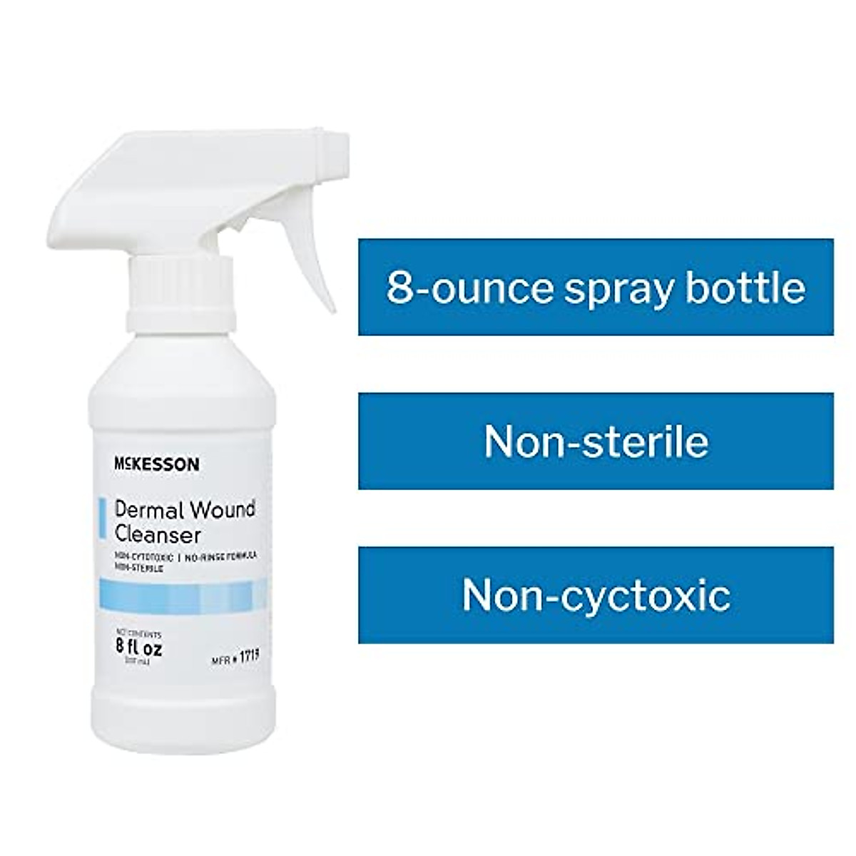 McKesson Dermal Wound Cleanser, Non-Sterile, Non-Cytotoxic, Rinse-Free Formula, 8 fl oz, 1 Count