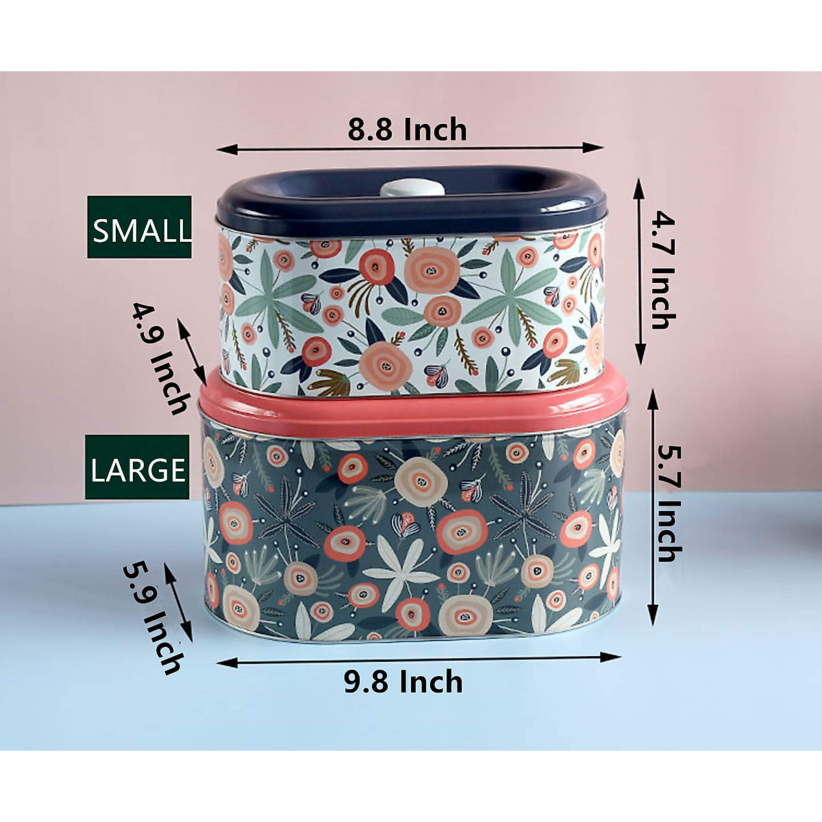 TUSIMI Tin Cookie Snack Jars Biscuit Storage Tin Canister Cookie Jar Home Kitchen Food Gifts Storage Containers with Lid for Biscuit Cookie ChocolatesToddler Food Baby Snacks | Food-Safe