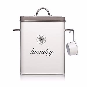 AfriOz Farmhouse Laundry Detergent Container + Scoop | Organizing Your Laundry Soap & Detergent Pods In Our Laundry Detergent Storage Dispenser | Minimalist Boho Vintage Themed Laundry Organizing Decor