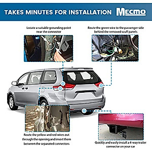 MECMO 4 Way Flat Trailer Wiring Harness for 2011-2014 Toyota Sienna & 2011-2020 Sienna SE, 56106 T-Connector, Plug-in Simple Vehicle-Side 4-Pole Flat Trailer Hitch Wiring