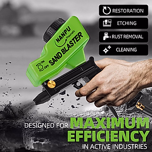 NANPU Air Sand Blaster Gun with Gravity Feed - Ceramic Nozzle, Metal Body | for Paint, Rust Removal, and Glass Etching | Versatile for Aluminum, Sand, Walnut Shells, and Soda Blasting Applications