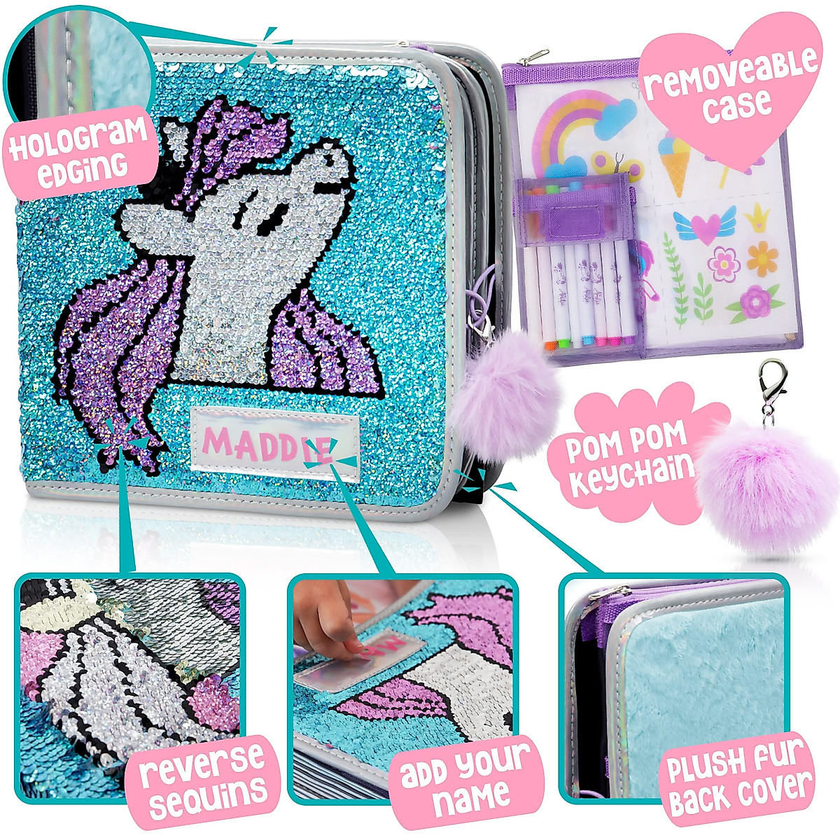 Amitié Lane Unicorn Stationery Set - Scented Markers Set + Erasable Doodle Book Set - Easy DIY Kids Arts and Crafts Kits - Girls Toys and Birthday Gifts for Kids Age 4-12