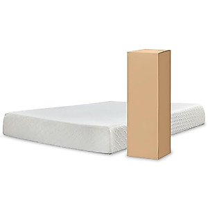 Signature Design by Ashley Twin Size Chime 10 Inch Medium Firm Memory Foam Mattress with Green Tea & Charcoal Gel