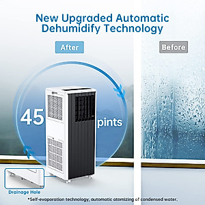 Adoolla 8000 BTU Portable Air Conditioner, Air Conditioners 3-in-1 Compact Fast Cooling Indoor AC Unit, Window Mount Exhaust Kit, Fan Dry Modes, 115V