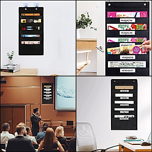 CertBuy 3 Pack Hanging File Folder Organizer, 15 Pockets and 6 Over The Door Hanger, Wall Mount Document Letter Organizer, Pocket Chart Office Supplies Office Bill Organizer for Home School Classroom