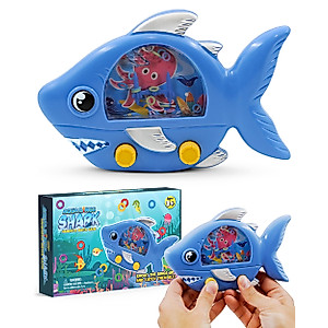 YoYa Toys Aqua Rings Shark Handheld Game for Kids - Retro Toys and Nostalgic Car Activities for Kids - Portable Road Trip Toys and Calming Travel Games - Great Shark Toys Gift and Party Favors