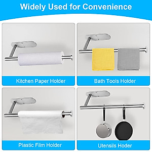 Paper Towel Holder Under Cabinet, DIGHEIGG Self Adhesive or Wall Mount Paper Towel Holder Under Counter Hanging Stand for Kitchen, Bathroom, Home Kitchen Organization(13Inch, Silver)